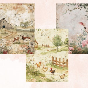 Farm Junk Journal, Printable Farm Life Nursery Digital Paper, Baby Farm ...