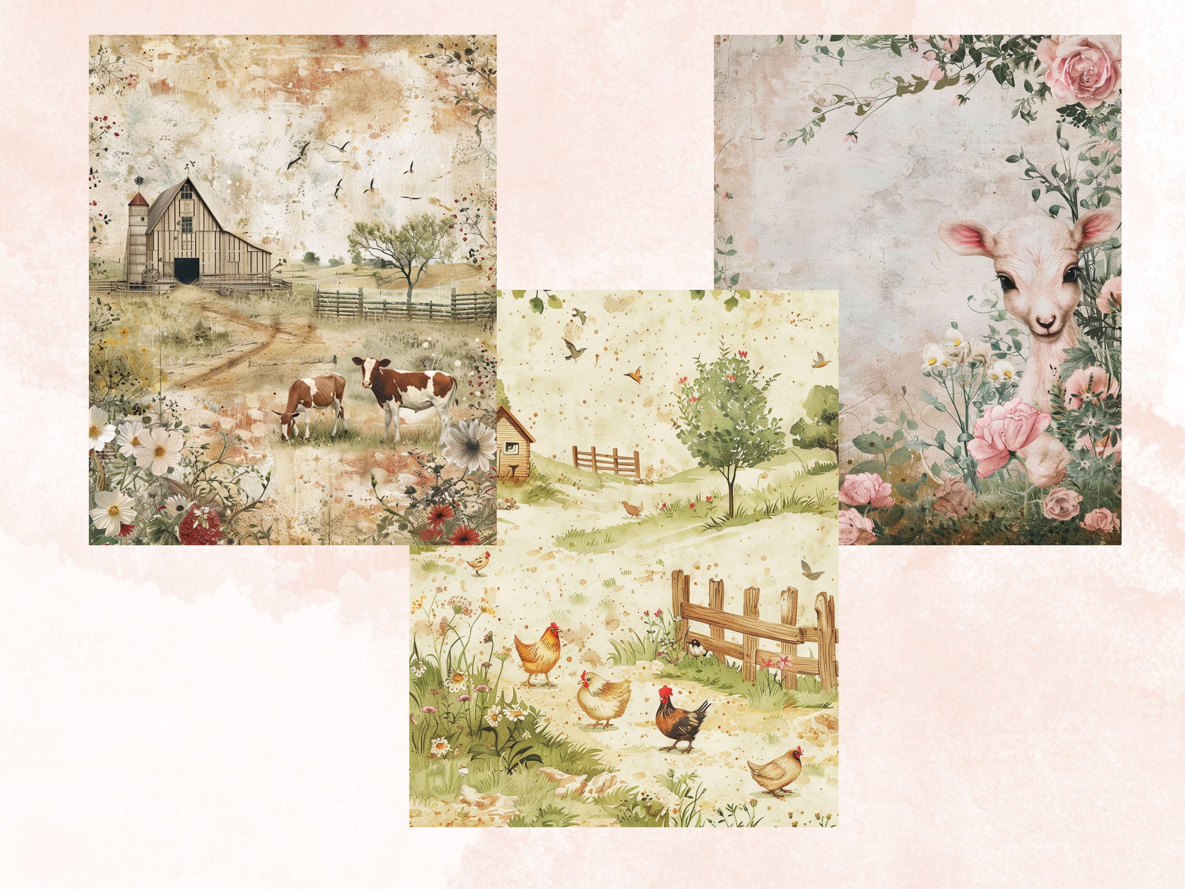 Farm Junk Journal, Printable Farm Life Nursery Digital Paper, Baby Farm ...