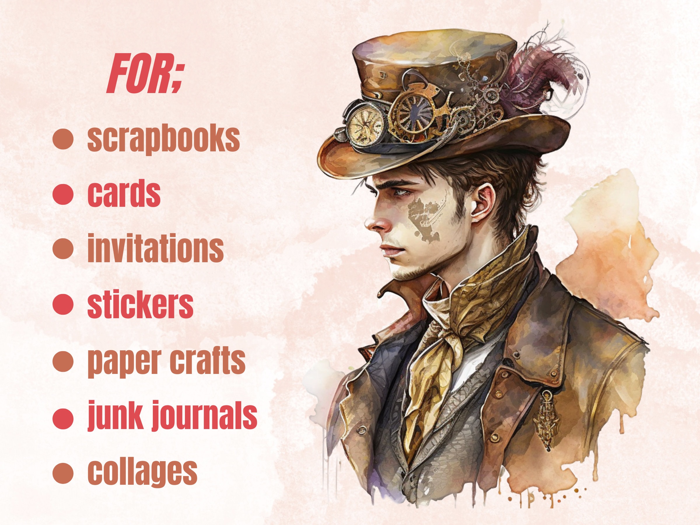 32 PNG Watercolour Steampunk Gentleman Clipart Steampunk Man - Etsy ...