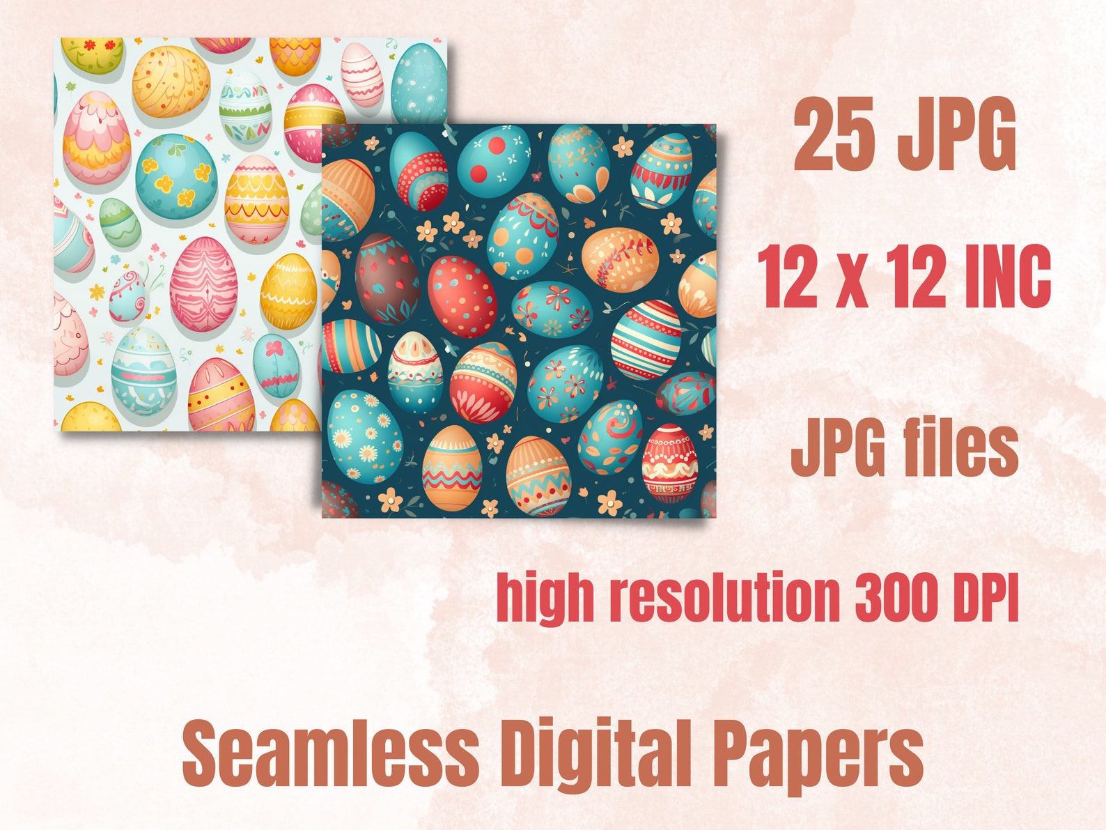 Seamless Easter Eggs Digital Paper, Happy Easter Seamless Pattern ...