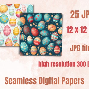 Seamless Easter Eggs Digital Paper, Happy Easter Seamless Pattern ...