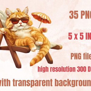 35 PNG Watercolor Cute Summer Animals Clipart, Tropical Summer Funny ...