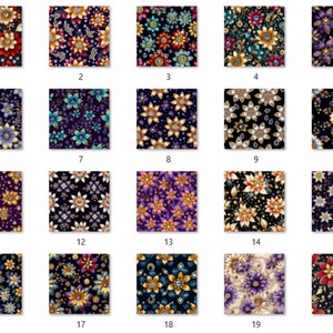 Seamless Royal Flowers Digital Paper, Jewelled Floral Seamless Pattern ...