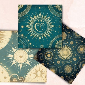 Vintage Celestial Digital Paper, Watercolor Textures Printable ...