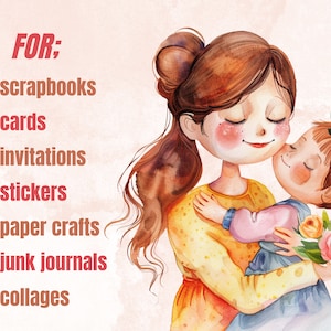 45 PNG Watercolor Cute Mother's Day Clipart, Kawaii Mothers Day ...