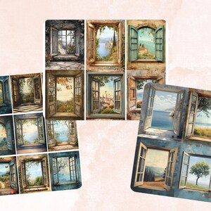 Windows Into Whimsy Collage Paper, Surreal Open Window Mixed Media ...