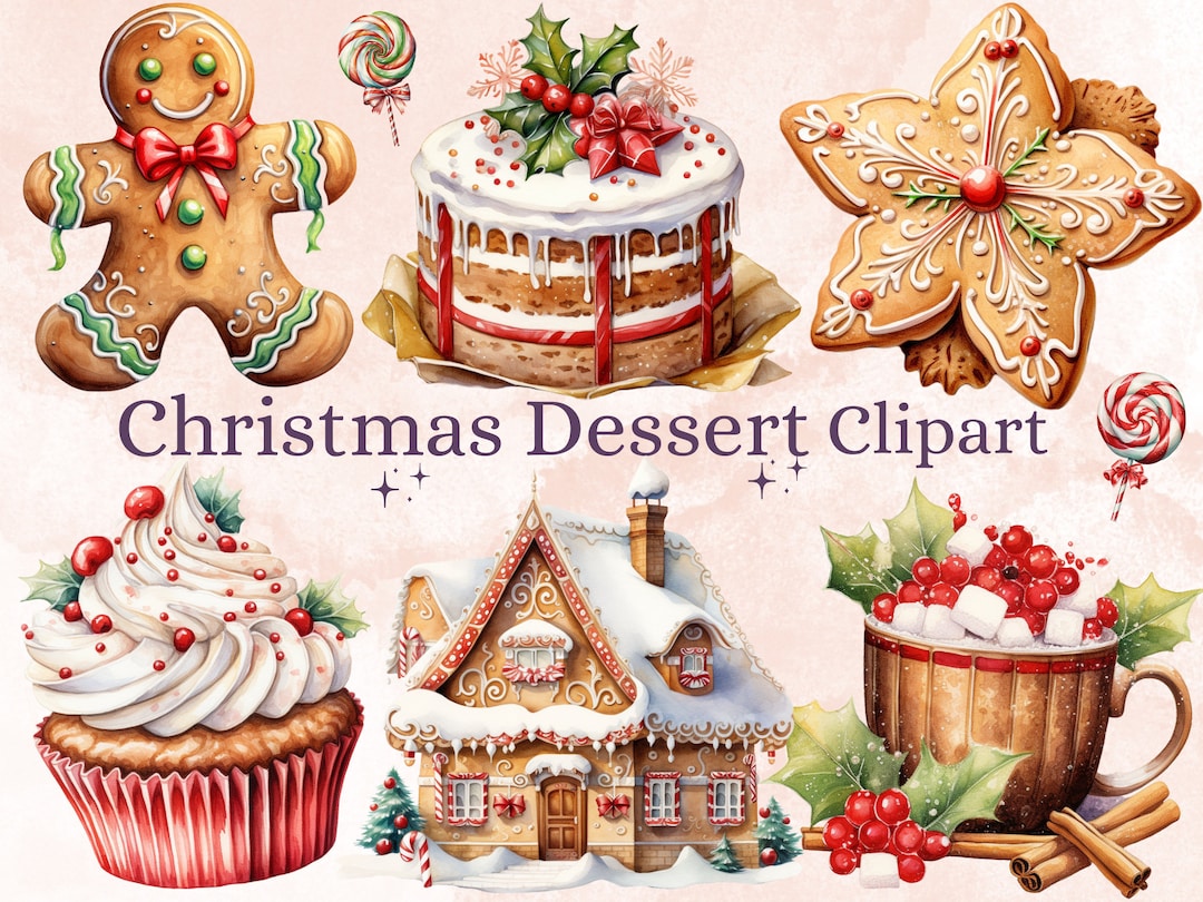 40 PNG Watercolor Christmas Dessert Clipart, Christmas Sweets Clip Art ...