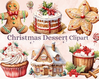 Christmas Dessert Clipart, Christmas Sweets Clipart, Christmas Cake ...