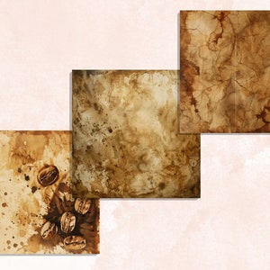 Coffee Stained Digital Paper Pack, Vintage Distressed Coffee Dyed ...