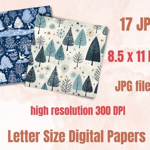 Printable Blue Christmas Digital Paper, Pastel Christmas Ephemera ...