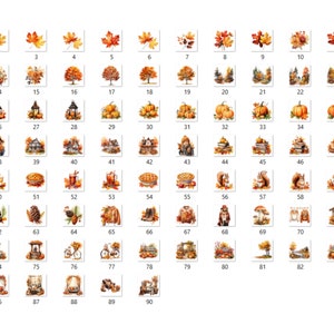 90 PNG Watercolor Fall Big Bundle Clipart, Rustic Autumn Illustrations ...