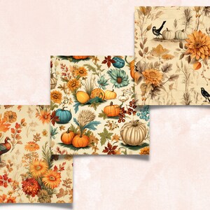 Printable Vintage Thanksgiving Digital Paper, Rustic Autumn, Fall ...