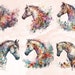 19 PNG Watercolor Floral Horse Clipart, Horse With Flowers PNG Bundle ...