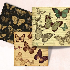Vintage Butterflies Digital Paper, Summer Spring Butterfly Scrapbook ...