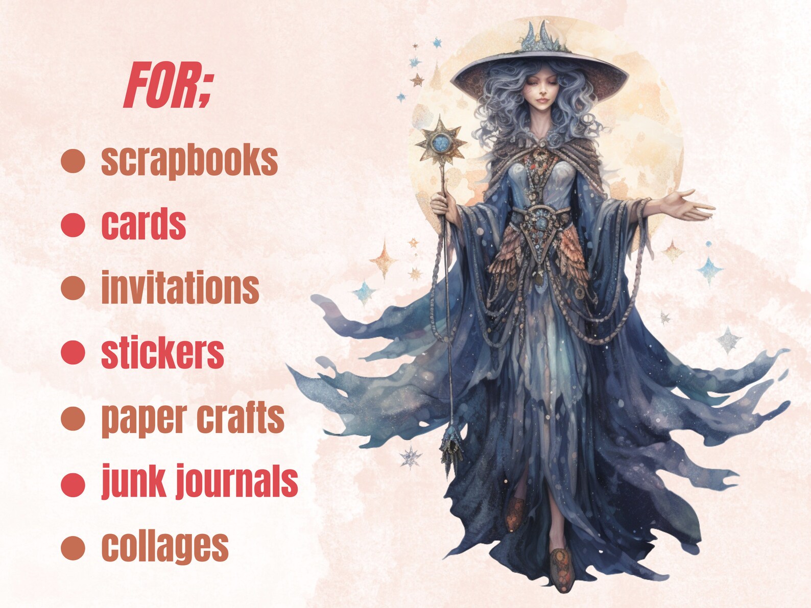 35 PNG Watercolor Celestial Witch Clipart, Celestial Witchcraft Clip ...