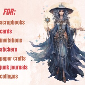 35 PNG Watercolor Celestial Witch Clipart, Celestial Witchcraft Clip ...