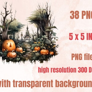38 PNG Watercolor Halloween Forest Clipart, Halloween Woodland ...