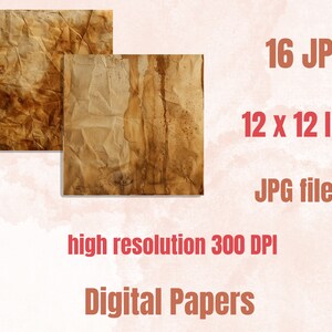 Coffee Stained Digital Paper Pack, Vintage Distressed Coffee Dyed ...