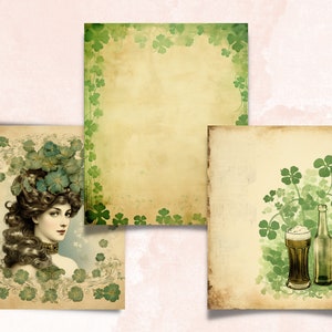Printable St.patrick’s Day Digital Paper, Irish Shamrock Ephemera, Four ...