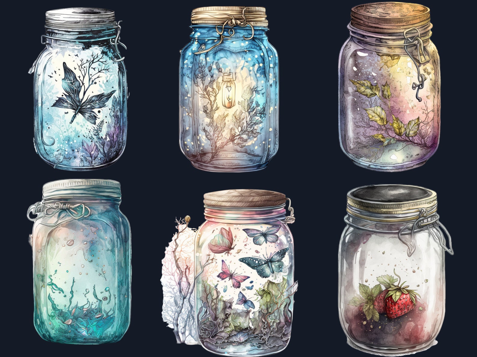 16 PNG Watercolour Magical Jars Clipart, Fantasy Clipart, Fairytale ...