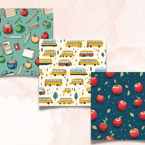 Seamless Back to School Digital Paper Pack, Cute School Education ...