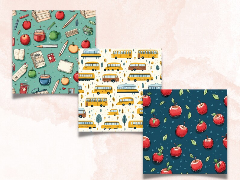 Seamless Back to School Digital Paper Pack, Cute School Education ...