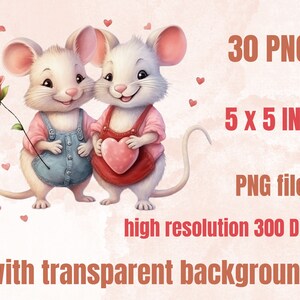 30 PNG Watercolor Valentine's Day Animal Couple Clipart, Valentines Day ...