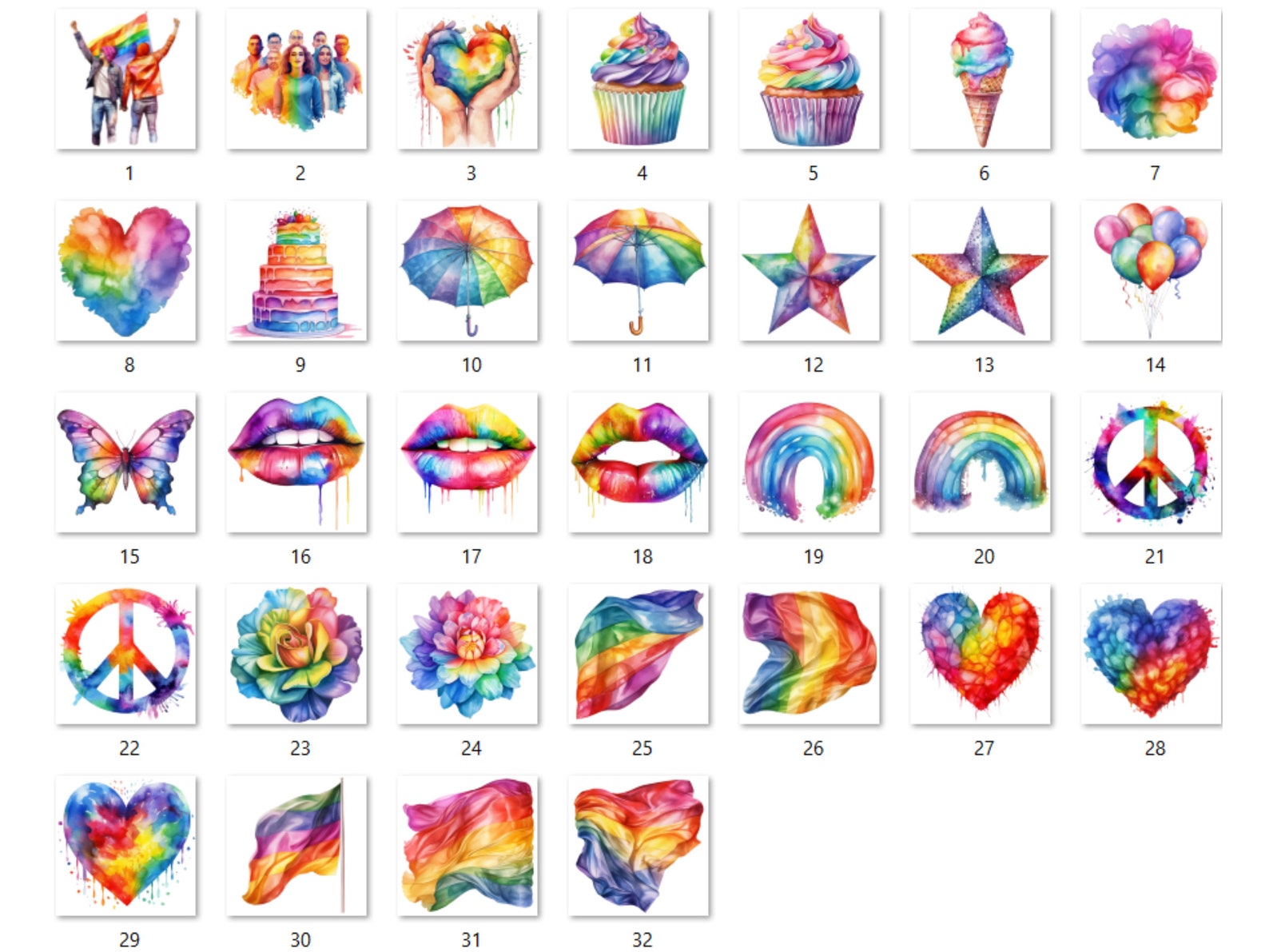 32 PNG Watercolour LGBTQ Pride Clipart Bundle, LGBT Pride Month Files ...