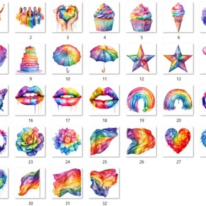 32 PNG Watercolour LGBTQ Pride Clipart Bundle, LGBT Pride Month Files ...
