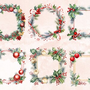 24 PNG Watercolor Christmas Frames Clipart, Merry Christmas Holiday ...