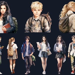 60 PNG Watercolor Student Bundle Clipart, Academia Illustrations Clip ...