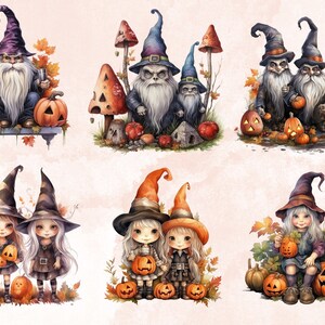 50 PNG Watercolor Halloween Gnomes Clipart, Cute Halloween ...