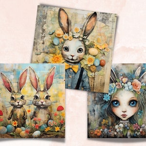 Printable Easter Mixed Media Digital Paper, Mixed Media Art Collage ...