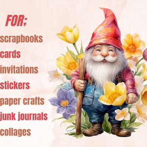 40 PNG Watercolor Spring Garden Gnomes Clipart, Floral Spring Gnome ...