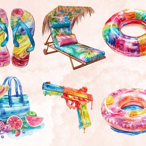 40 PNG Watercolor Pool Party Clipart, Summer Vibes Illustrations Clip ...