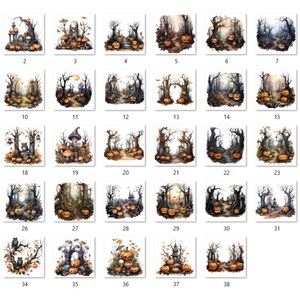 38 PNG Watercolor Halloween Forest Clipart, Halloween Woodland ...