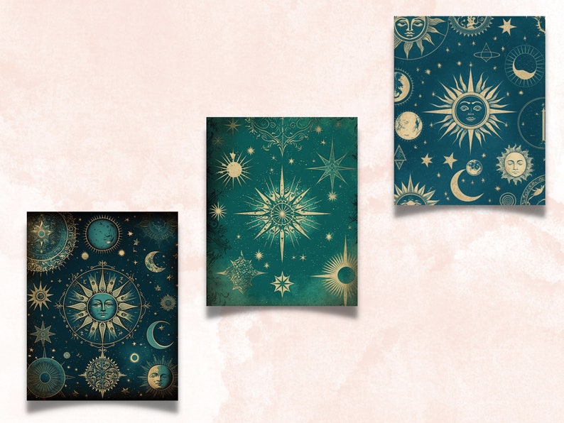 Printable JPG Pages Vintage Celestial Junk Journal Digital Paper Pack ...