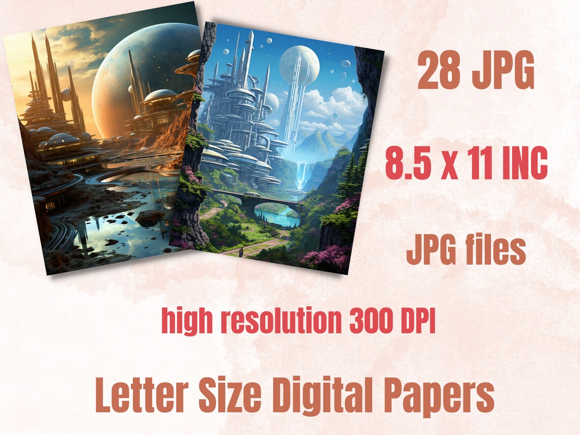 Printable Futurism Digital Paper, Futuristic Art Background, Fantasy ...