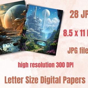 Printable Futurism Digital Paper, Futuristic Art Background, Fantasy ...