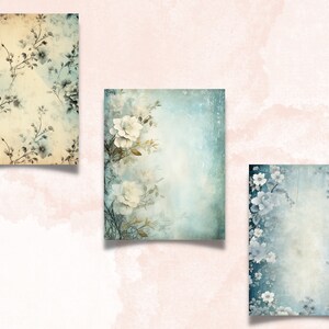 Printable Vintage Winter Floral Digital Paper, Snowy Winter Ephemera ...