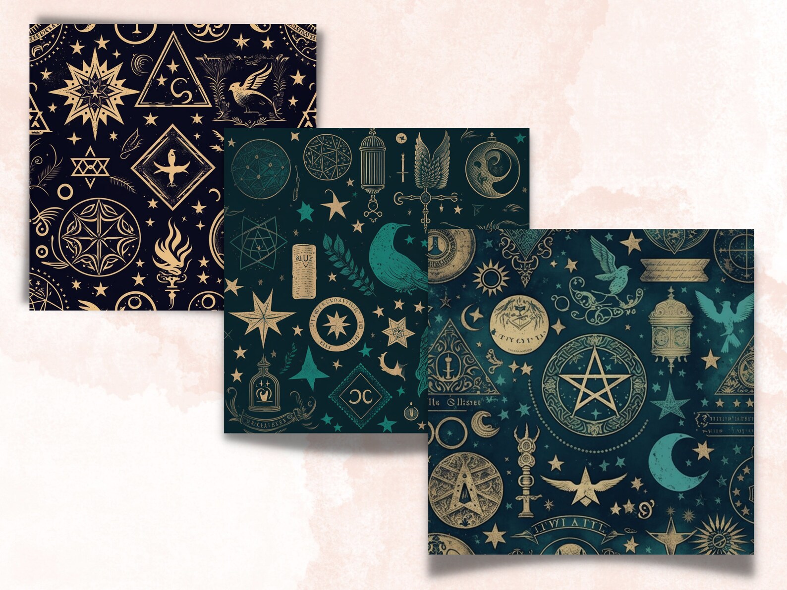 Celestial Witch Digital Paper, Witch Junk Journal Paper Pack, Printable ...