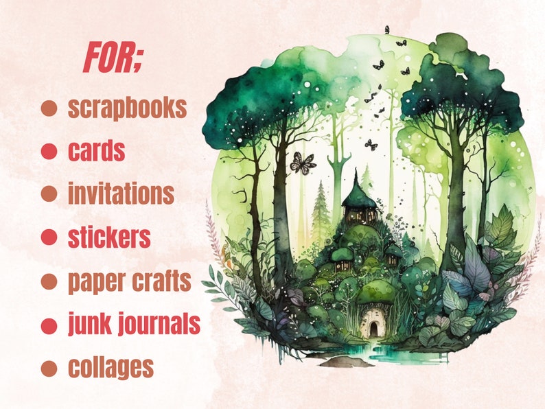 20 Watercolor Magical Forest Clipart Fairy Forest Clip Art - Etsy