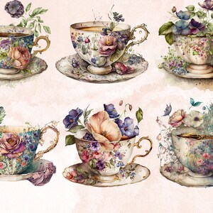22 PNG Watercolor Tea Time Clipart, Tea Clip Art, Vintage Teacup ...