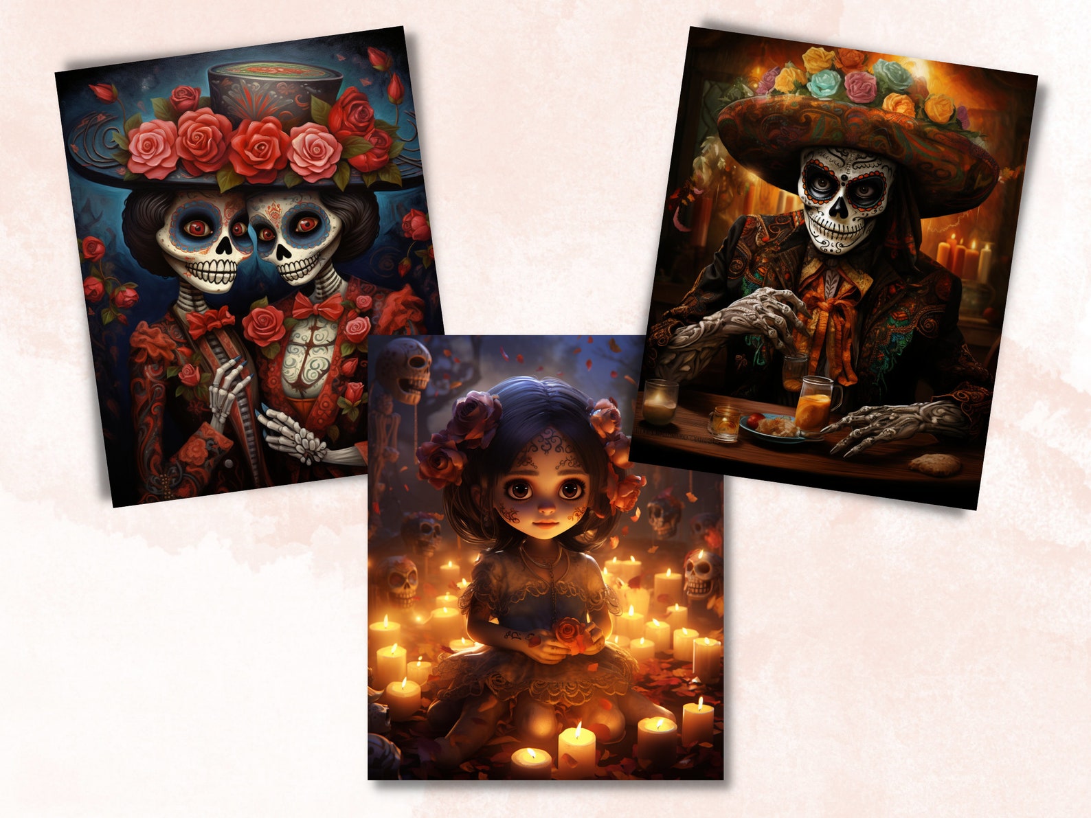 Printable Dia De Los Muertos Digital Paper, Day of the Dead Background ...