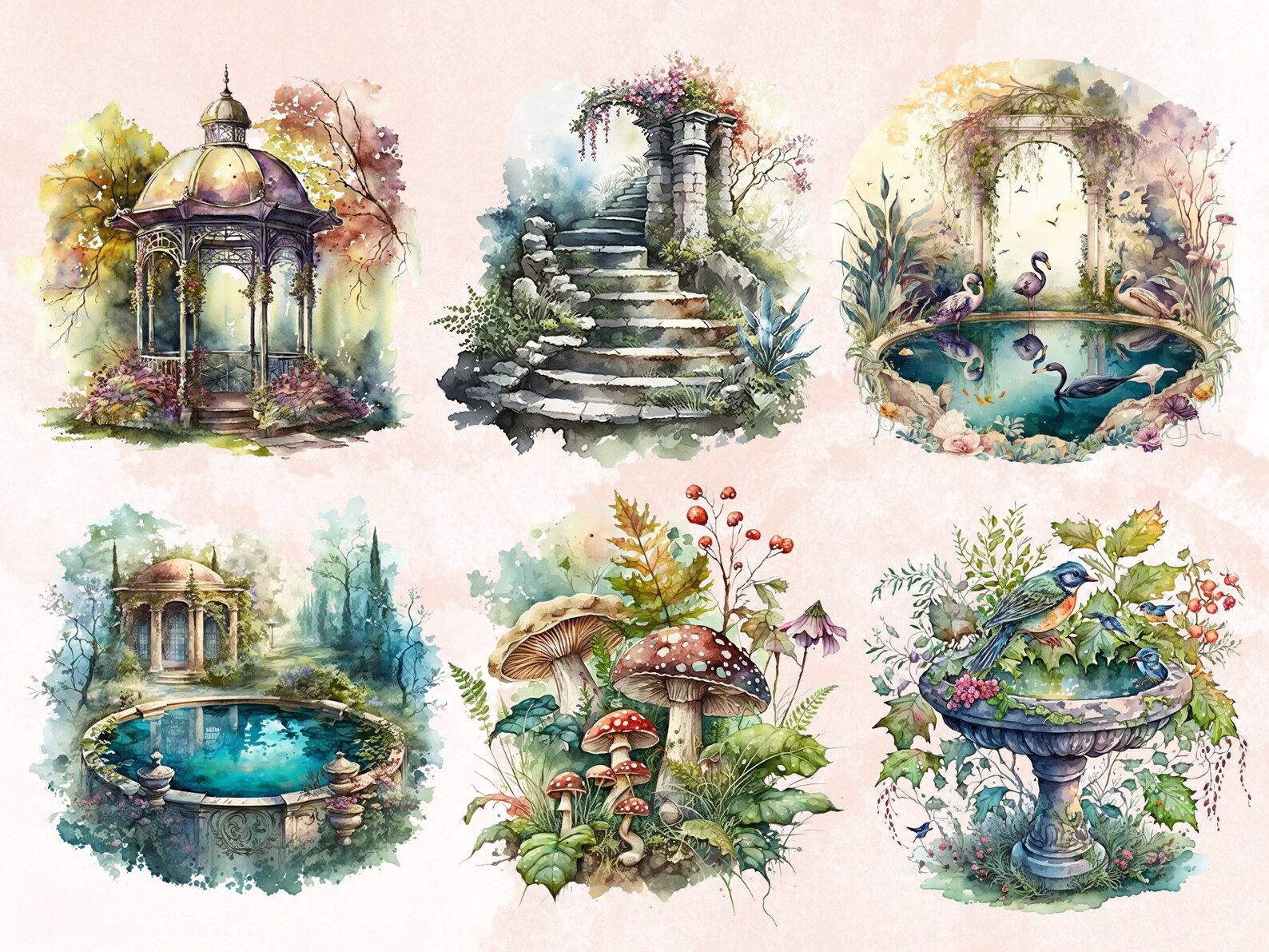 31 PNG Watercolour Secret Garden Clipart, Fairy Garden Clip Art ...