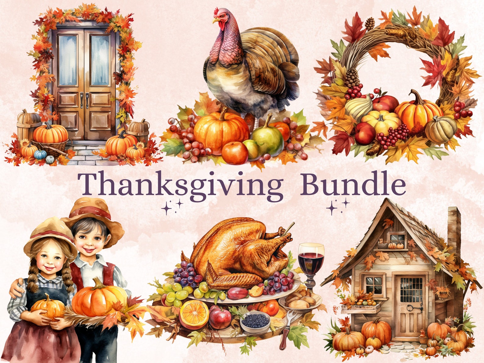 55 PNG Watercolor Thanksgiving Clipart, Thanksgiving Turkey ...