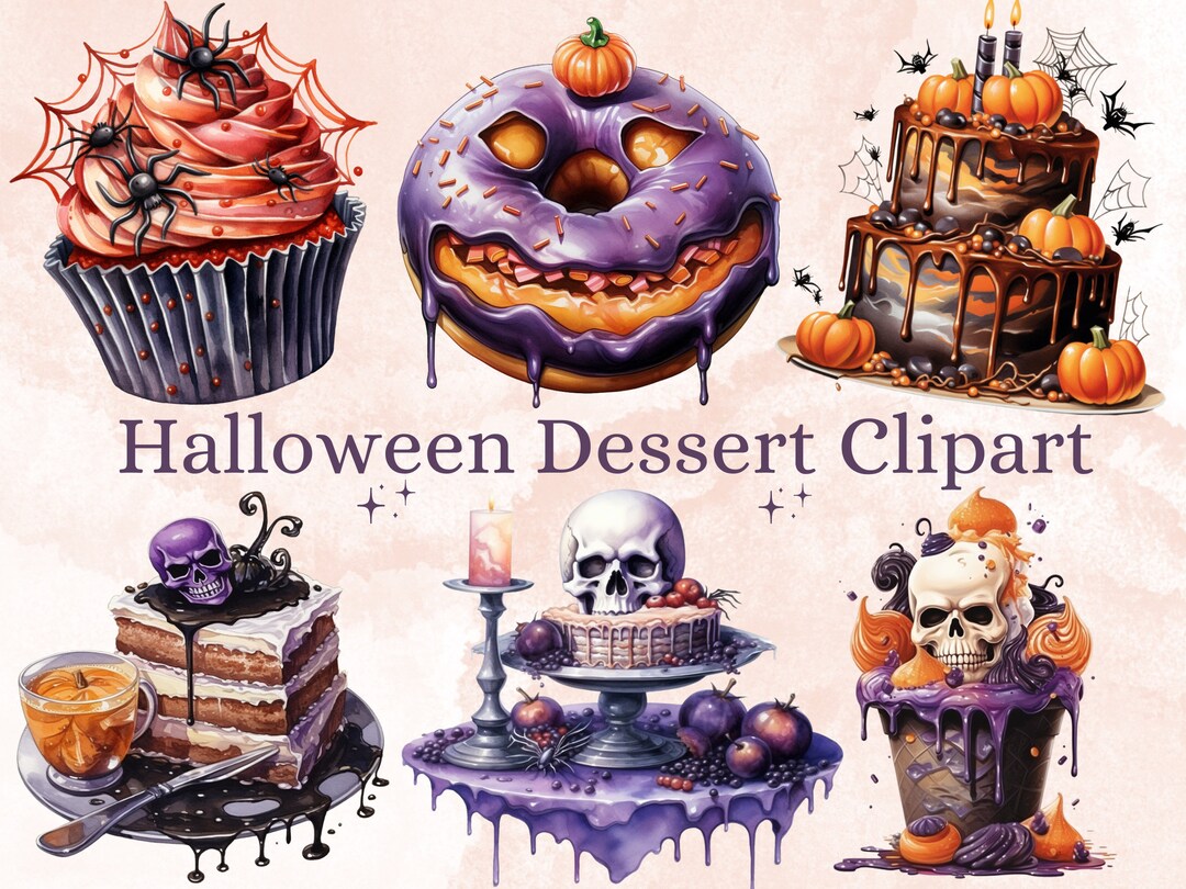 45 PNG Watercolour Halloween Dessert Clipart, Spooky Pumpkin Spice ...