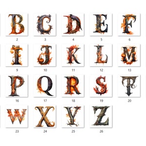 26 PNG Watercolor Halloween Alphabet Clipart, Gothic Letters ...