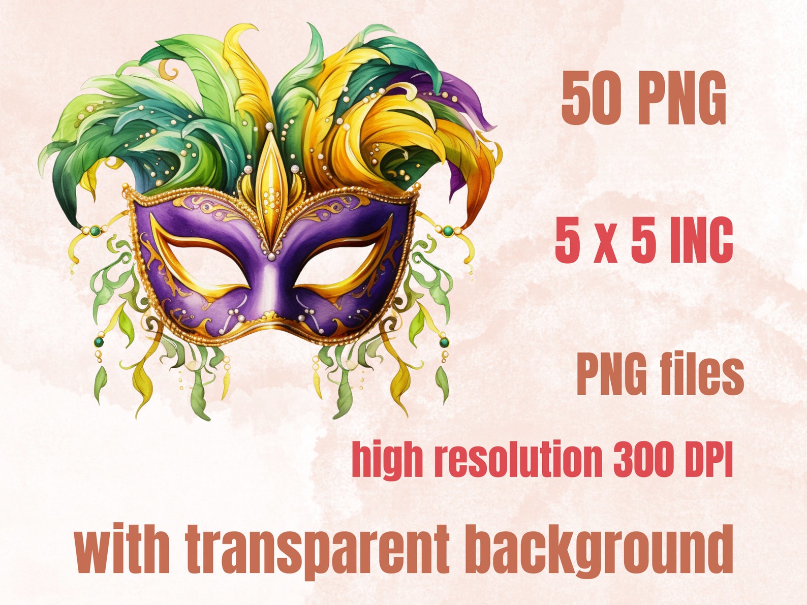 50 PNG Watercolour Mardi Gras Mask Clipart, Masquerade Illustration ...