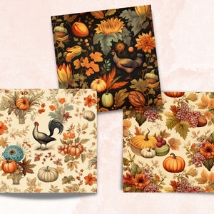 Printable Vintage Thanksgiving Digital Paper, Rustic Autumn, Fall ...